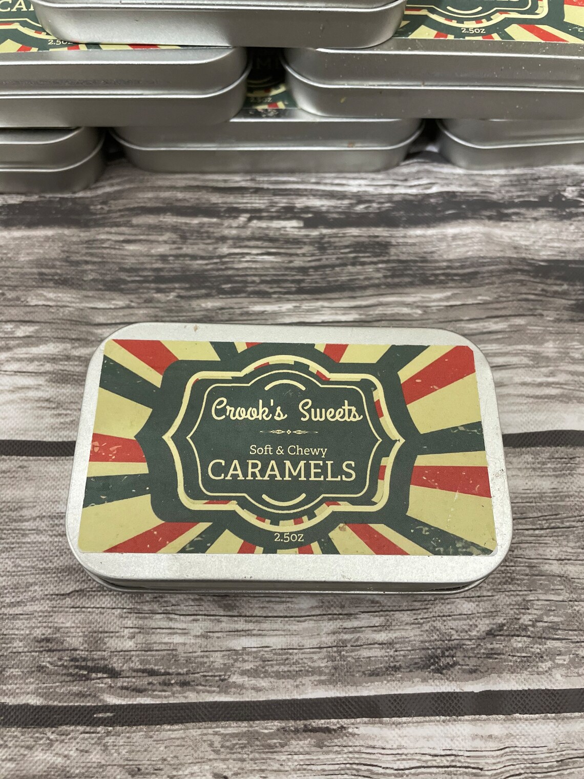 Retro WWII Caramel Candy Tins 1940s Homefront Prop Tin Crook’s Sweets ...