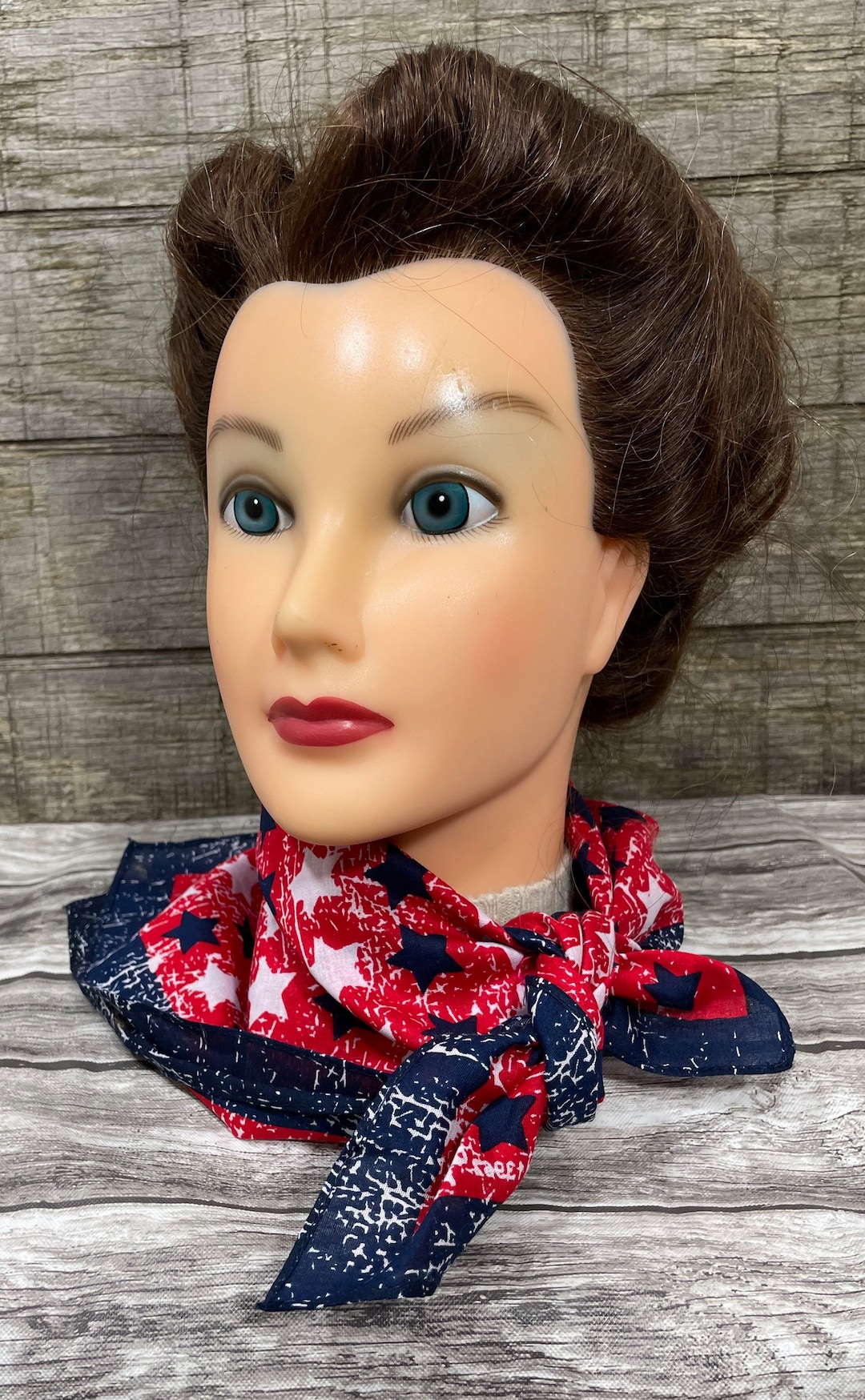 Wartime 1940s Style Head Scarf WWII Retro Red White Blue Stars Patriot ...