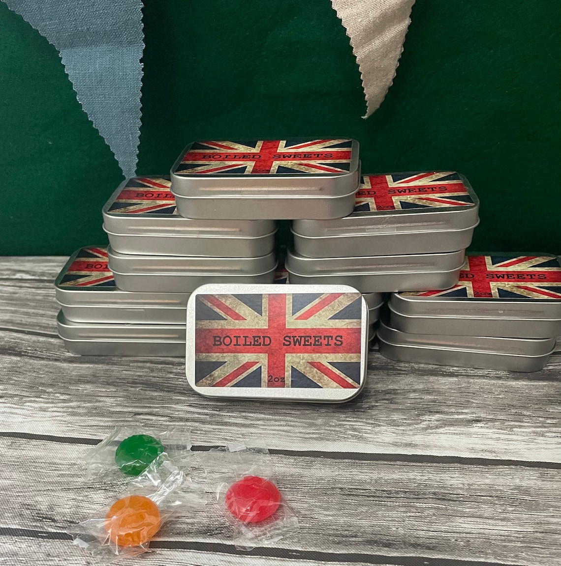Retro British Boiled Sweets Tin WW2 Fruit Candy English Union Jack WWII ...