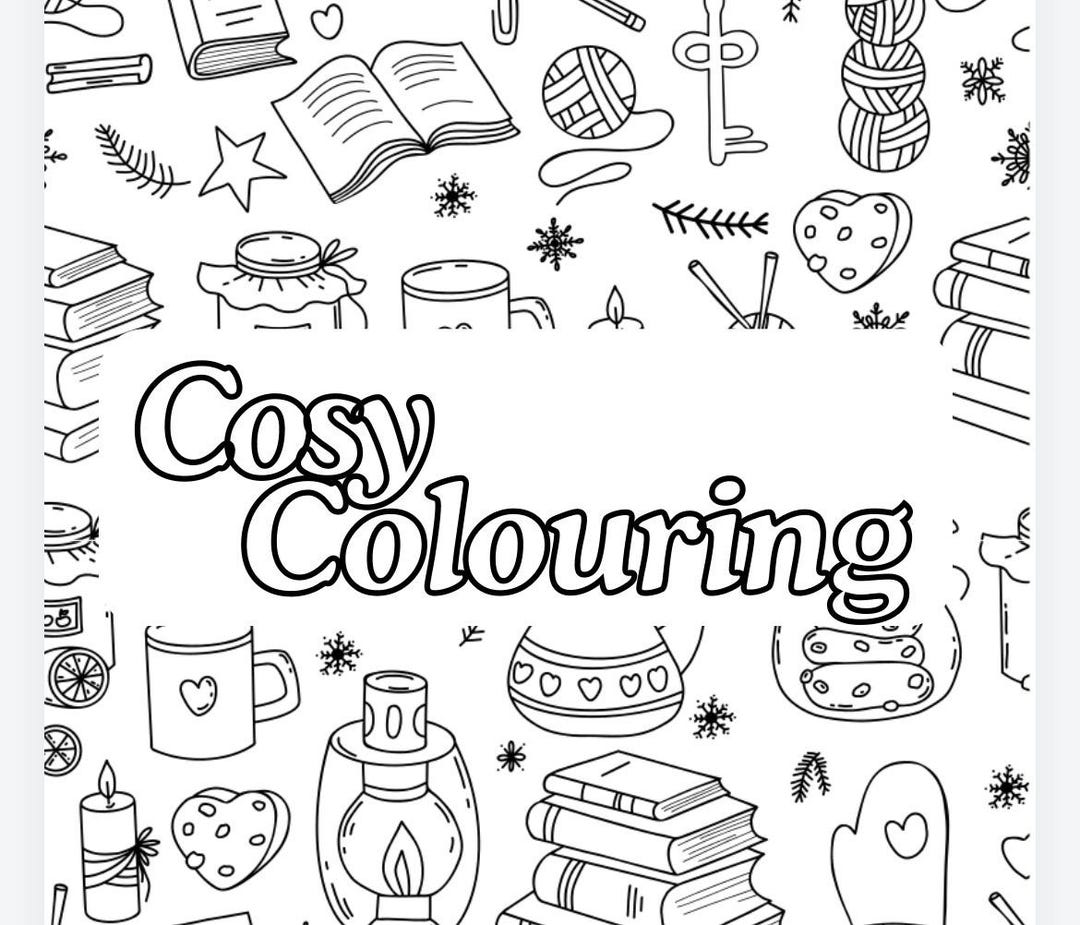 Cozy Coloring Pages Set, Adult Coloring Book, Relaxing Activity ...