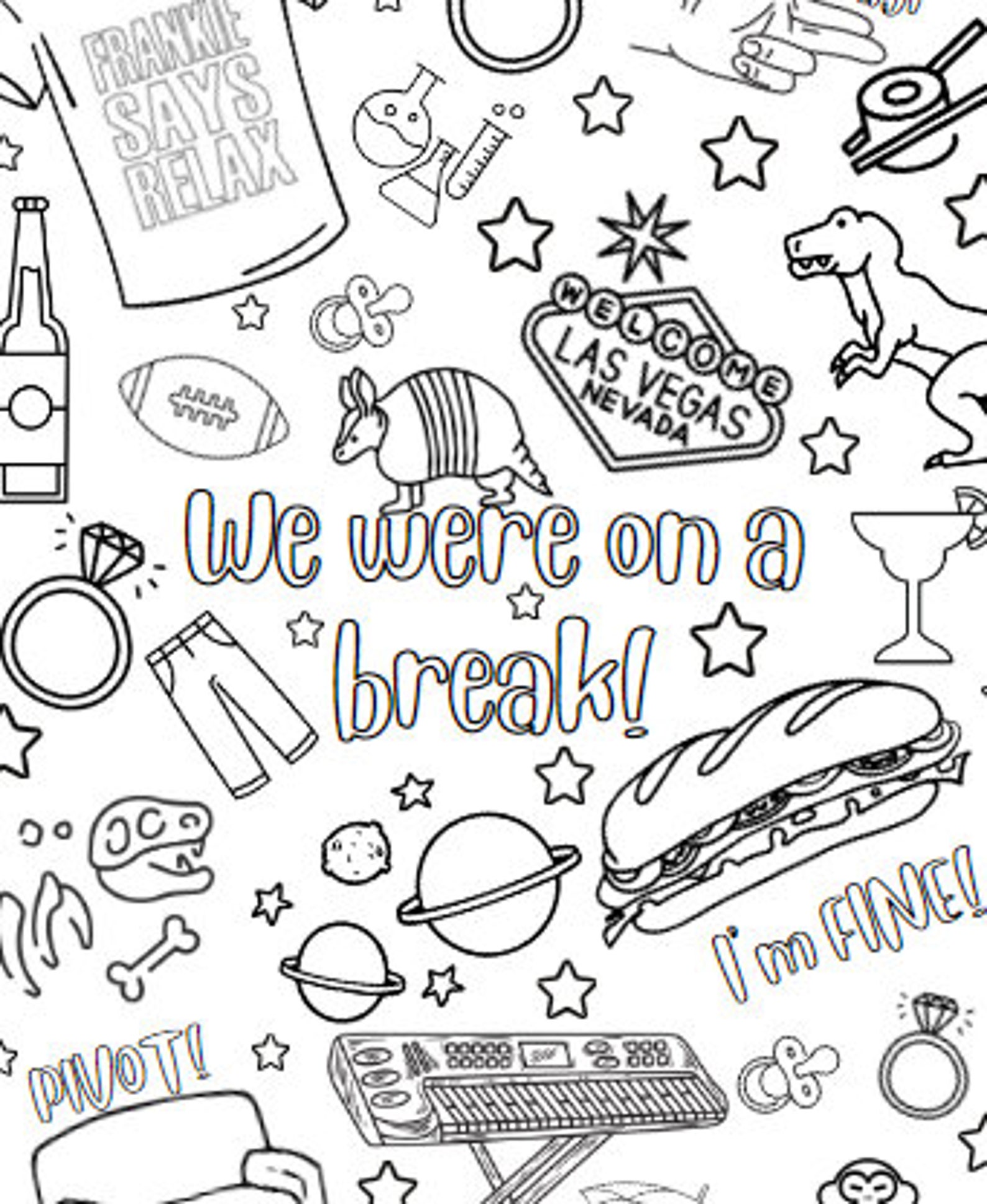 Friends TV Show Coloring Pages, Printable Coloring Sheets, Instant ...