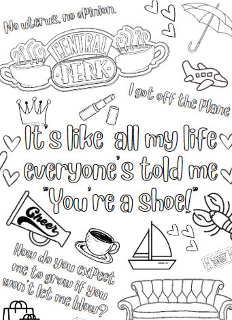 Friends TV Show Coloring Pages, Printable Coloring Sheets, Instant ...