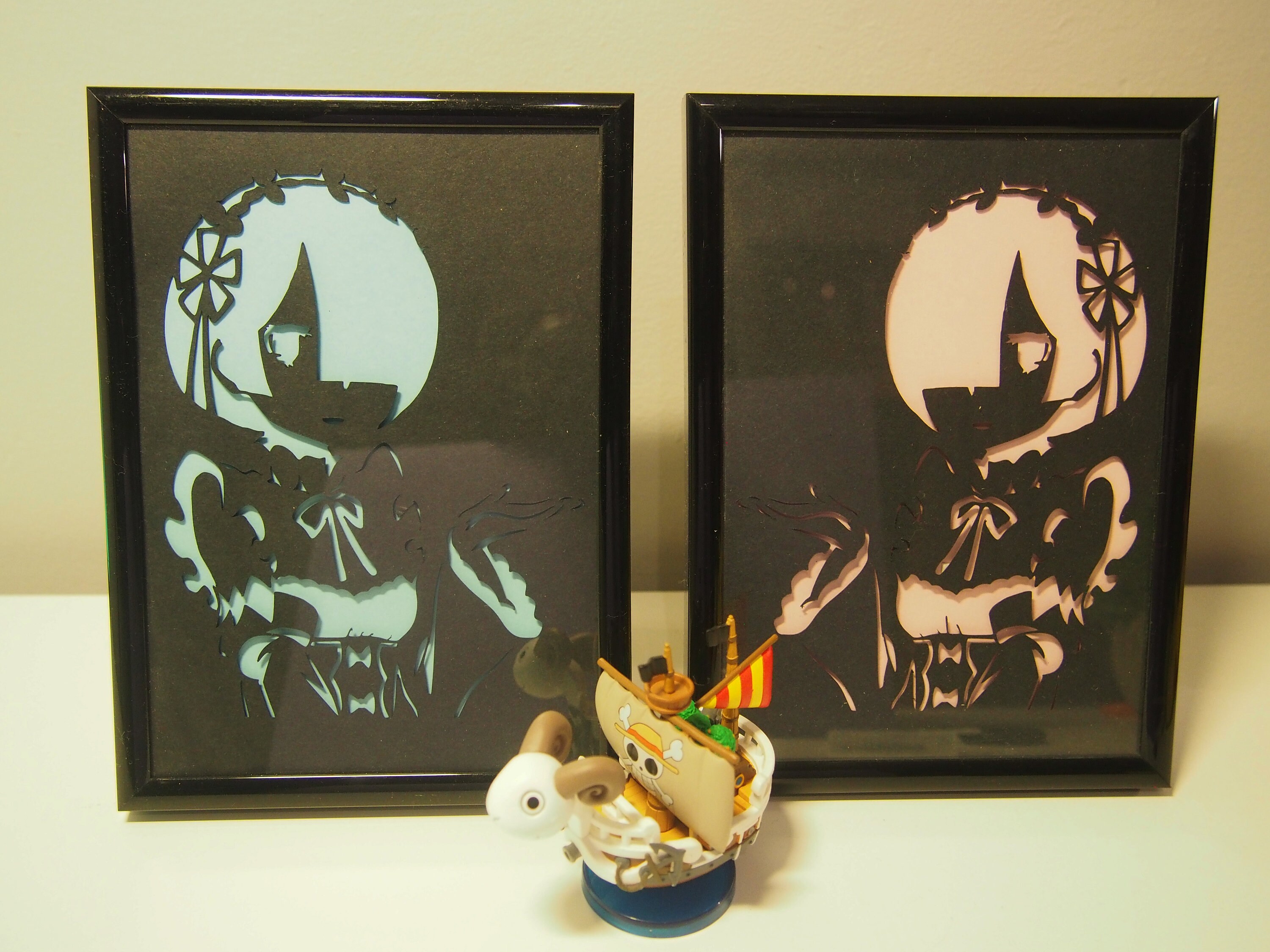 Re:zero Rem and Ram Anime Silhouette Art Papercraft Frame - Etsy