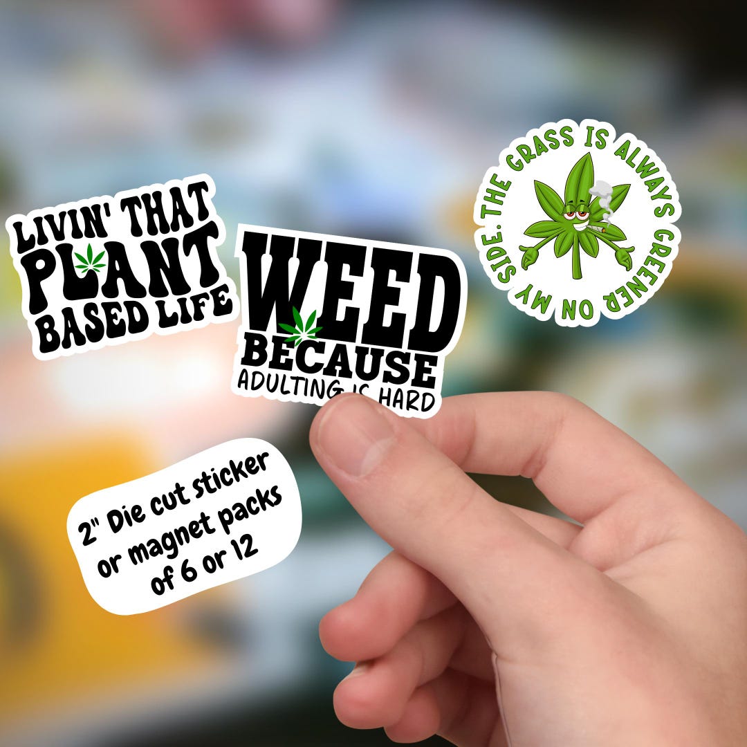 Funny Cannabis Die Cut Sticker Pack, Mary Jane Stickers, Mary Jane, 420 ...