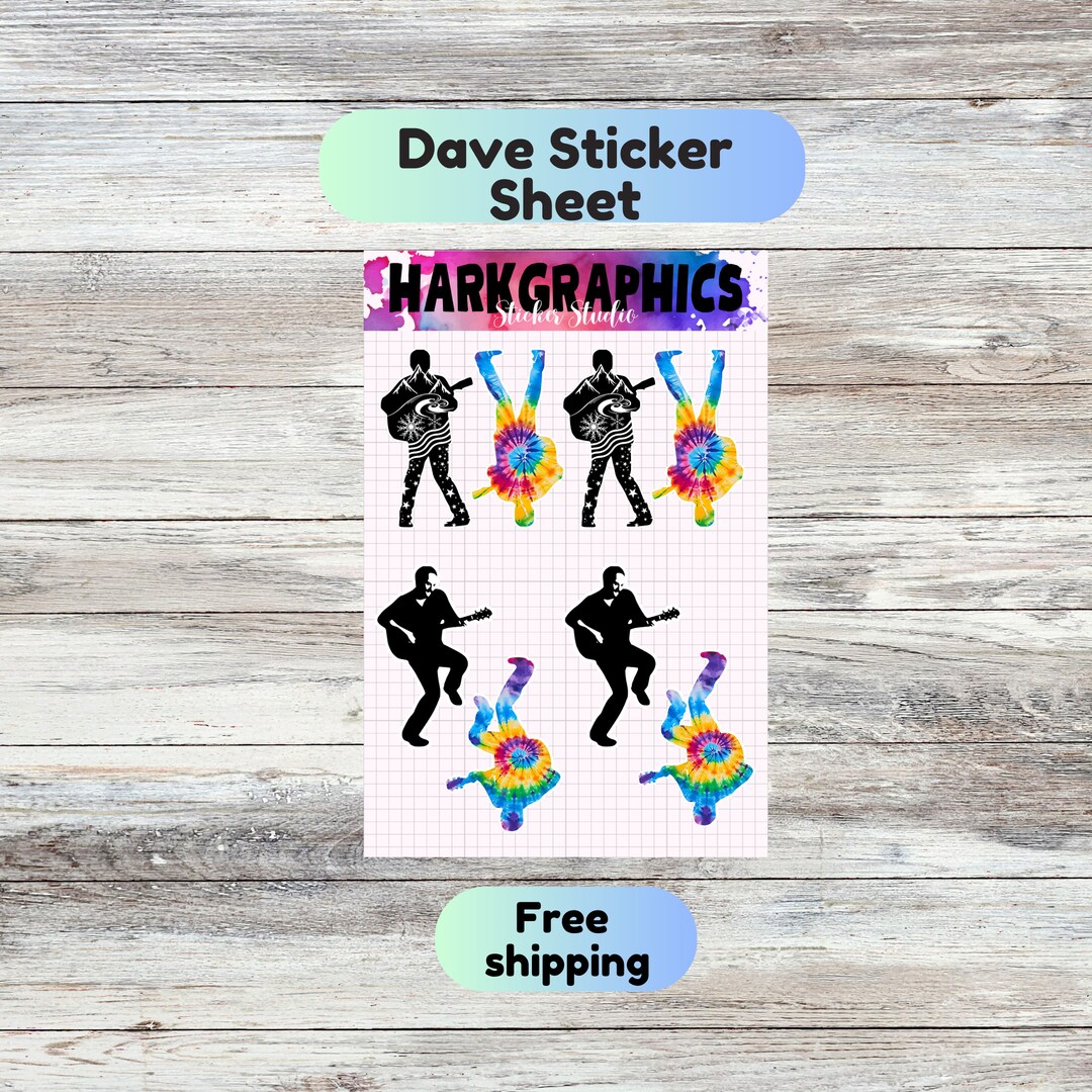 Dave Kiss Cut Sticker Sheet, DMB Concert Stickers, Dave Mathews Band ...