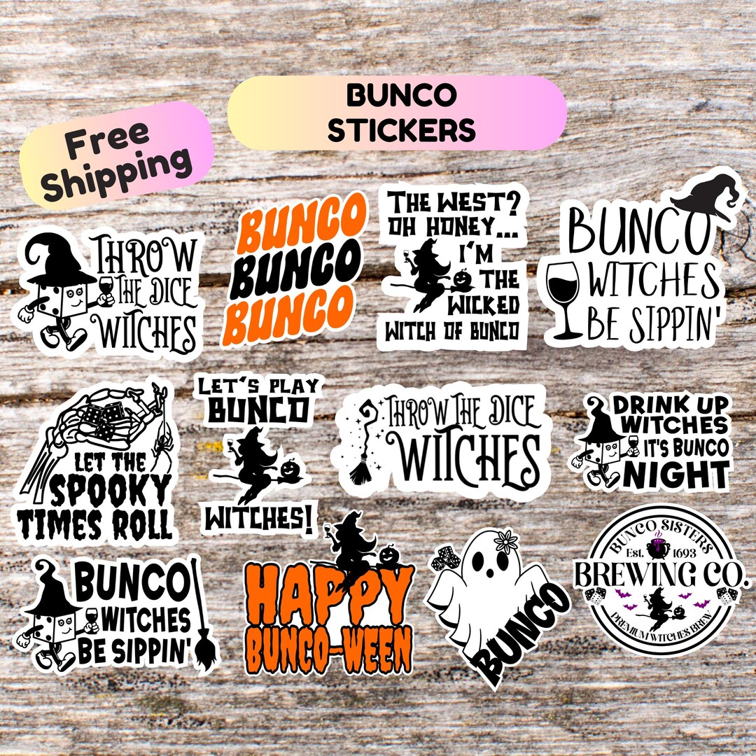 Halloween Bunco Night Sticker or Magnet Pack , Bunco Night Hostess ...