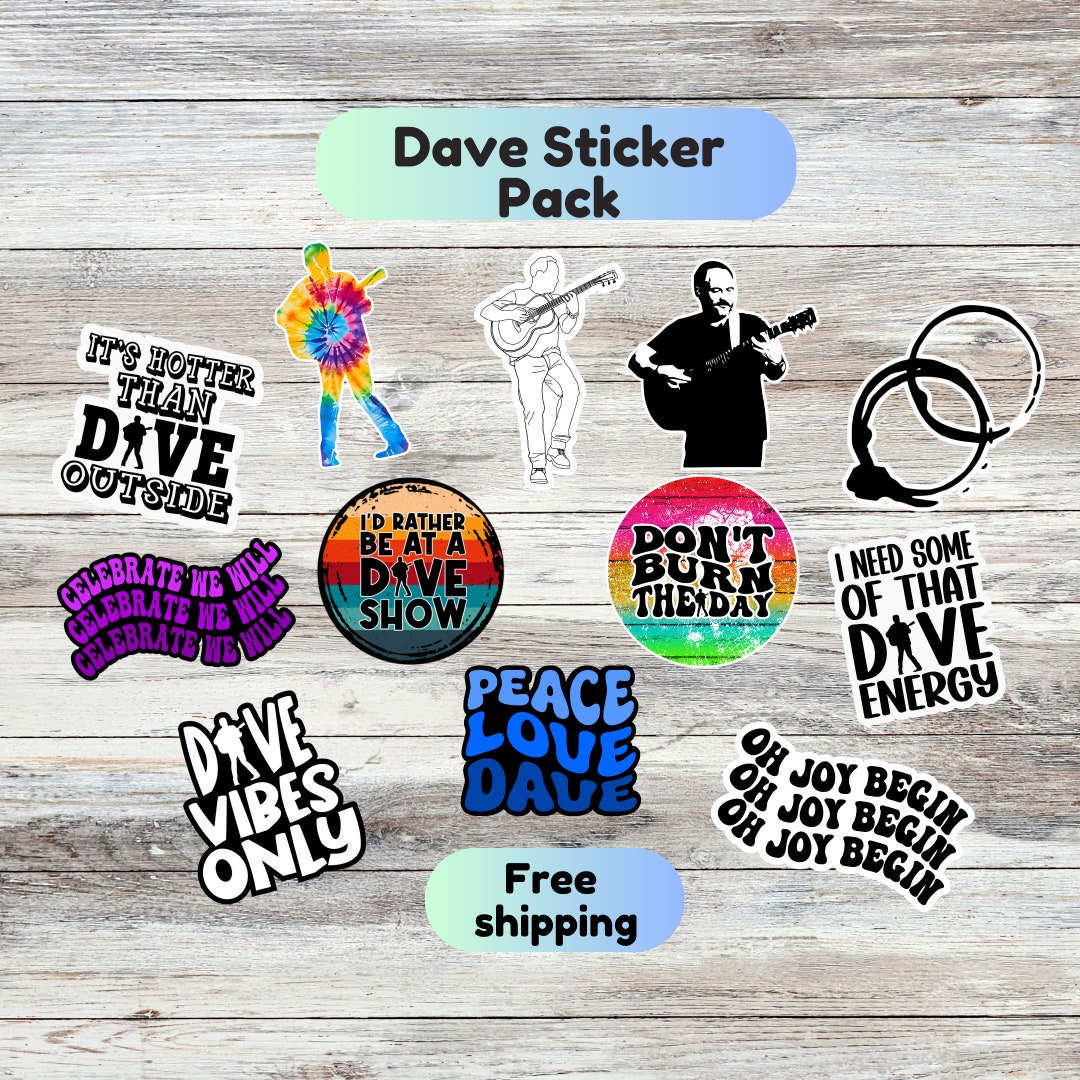 Dave Die Cut Sticker Pack, DMB Concert Stickers, Dave Mathews Band ...