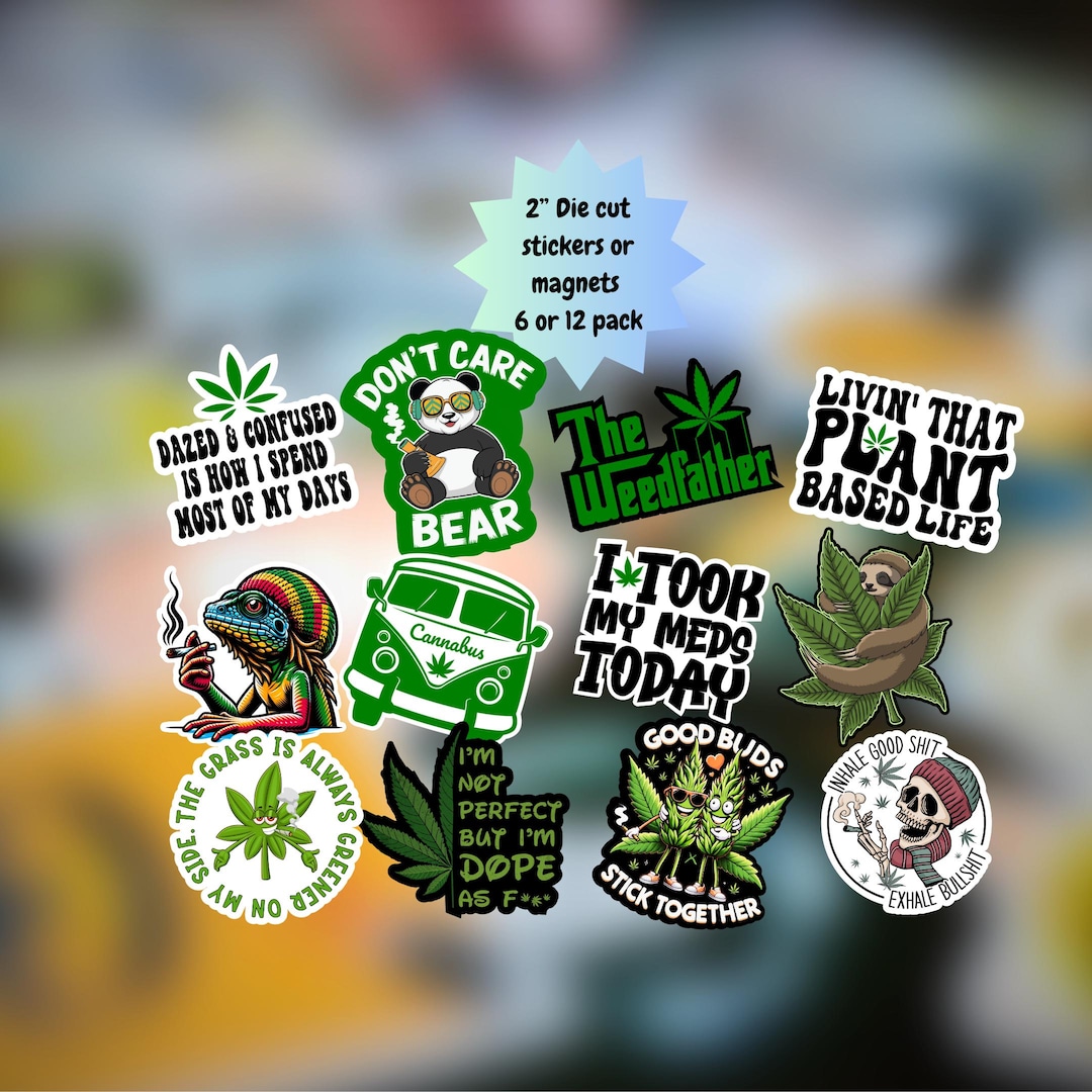 Funny Die Cut Sticker Pack, Ganja Stickers, Fun Herb Sticker Pack, Mary ...