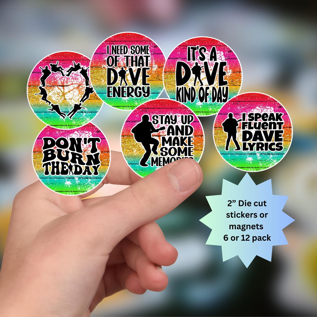 Dave 2" Die Cut Sticker Pack, DMB Concert Stickers, Dave Mathews Band ...