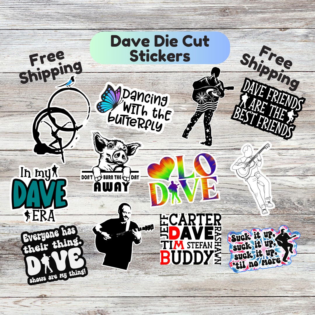 Dave Die Cut Sticker Pack, DMB Concert Stickers, Dave Mathews Band ...