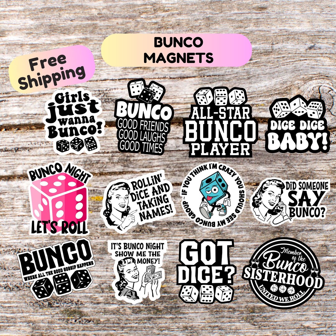 Bunco Night Magnet 12 Pack, Bunco Night Hostess, Bunco Decor, Bunco ...