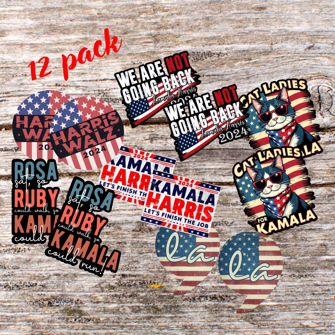 12 Pack Kamala Harris Sticker or Magnet Pack, Harris 2024, Madam ...