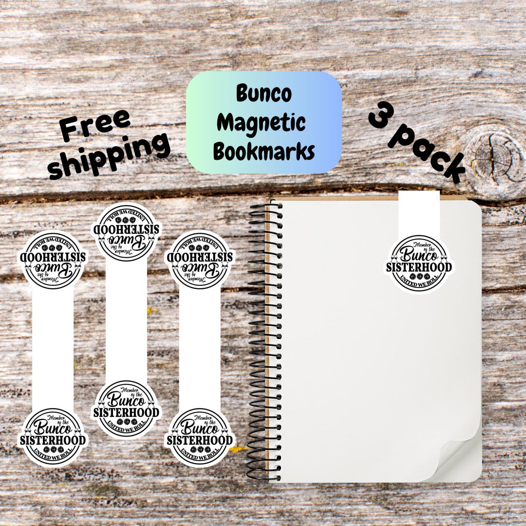 Bunco Bookmark Magnets 3 Pack, Bunco Night Hostess, Bunco Decor, Bunco ...