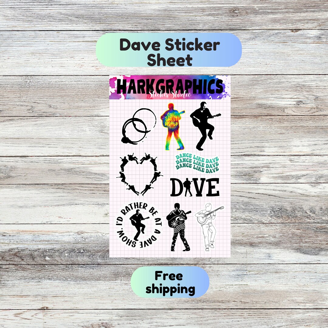 Dave Kiss Cut Sticker Sheet, DMB Concert Stickers, Dave Mathews Band ...