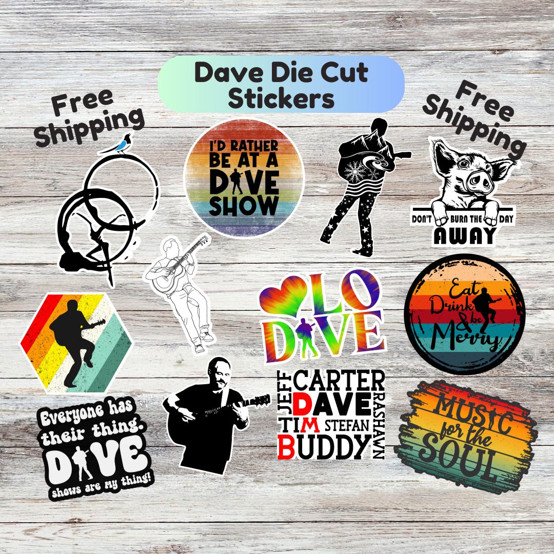 Dave Die Cut Sticker Pack, DMB Concert Stickers, Dave Mathews Band ...