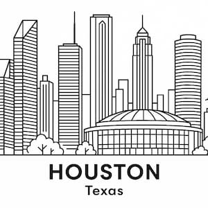 Houston Skyline Printable Wall Art | Minimalist Line Drawing | Texas ...