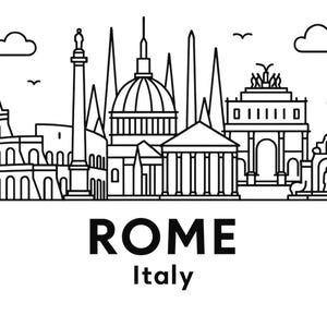 Rome Skyline Line Art Print | Minimalist Cityscape (digital Download ...