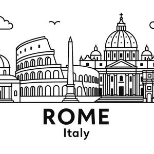 Rome Skyline Line Art Print | Minimalist Cityscape (digital Download ...