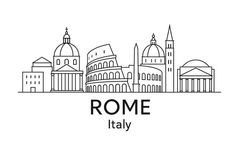Rome Skyline Line Art Print | Minimalist Cityscape (digital Download ...