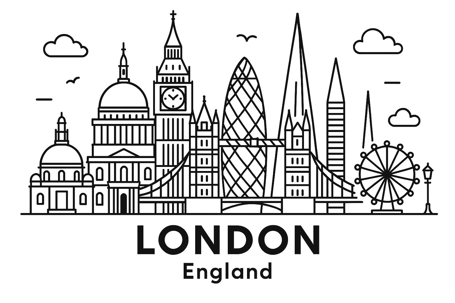 London Skyline Art Print | Minimalist UK Cityscape (digital Download ...