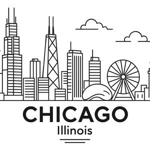 Chicago Skyline Art Print | Minimalist Line Drawing (digital Download ...