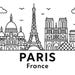 Paris Skyline Printable Wall Art | Eiffel Tower Line Drawing | France ...
