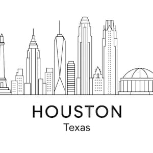 Houston Skyline Printable Wall Art | Minimalist Line Drawing | Texas ...
