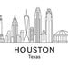 Houston Skyline Printable Wall Art | Minimalist Line Drawing | Texas ...