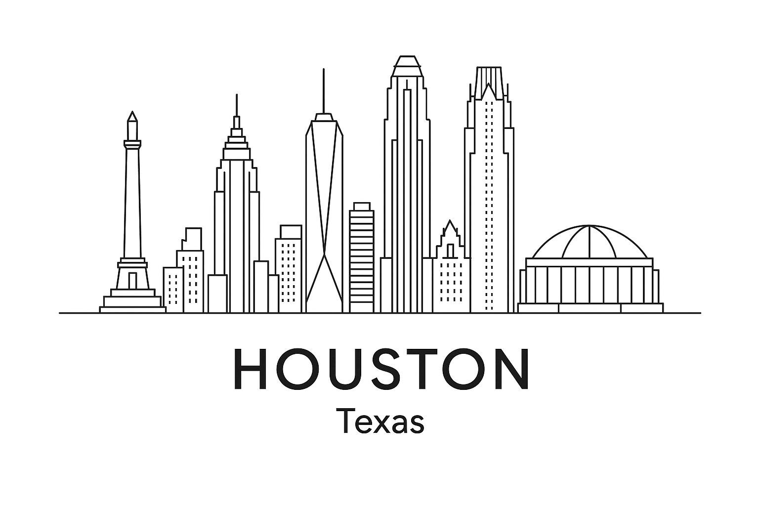 Houston Skyline Printable Wall Art | Minimalist Line Drawing | Texas ...