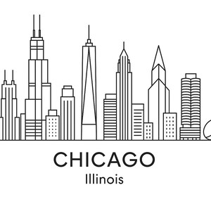 Chicago Skyline Art Print | Minimalist Line Drawing (digital Download ...