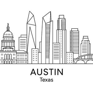 Austin Skyline Art Print | Minimalist Line Drawing (digital Download ...