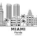 Miami Skyline Art Print | Minimalist Line Drawing (digital Download) - Etsy
