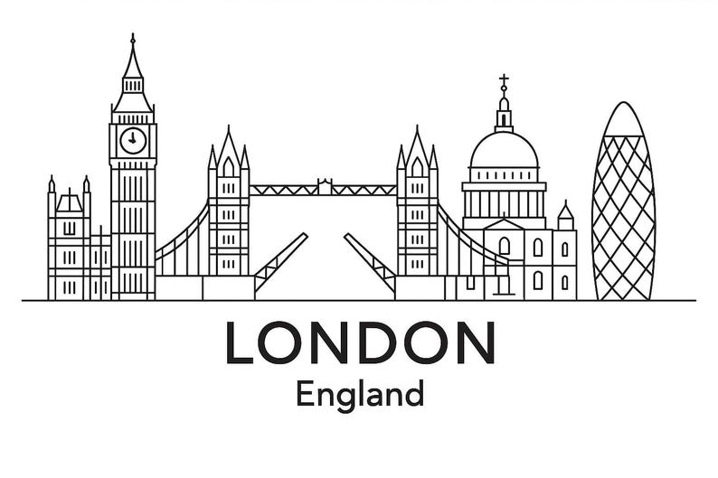 London Skyline Art Print | Minimalist UK Cityscape (digital Download ...
