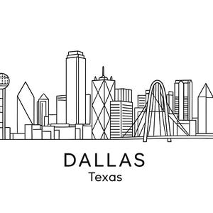 Dallas Skyline Art Print | Minimalist Line Drawing (digital Download ...