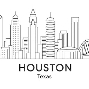 Houston Skyline Printable Wall Art | Minimalist Line Drawing | Texas ...