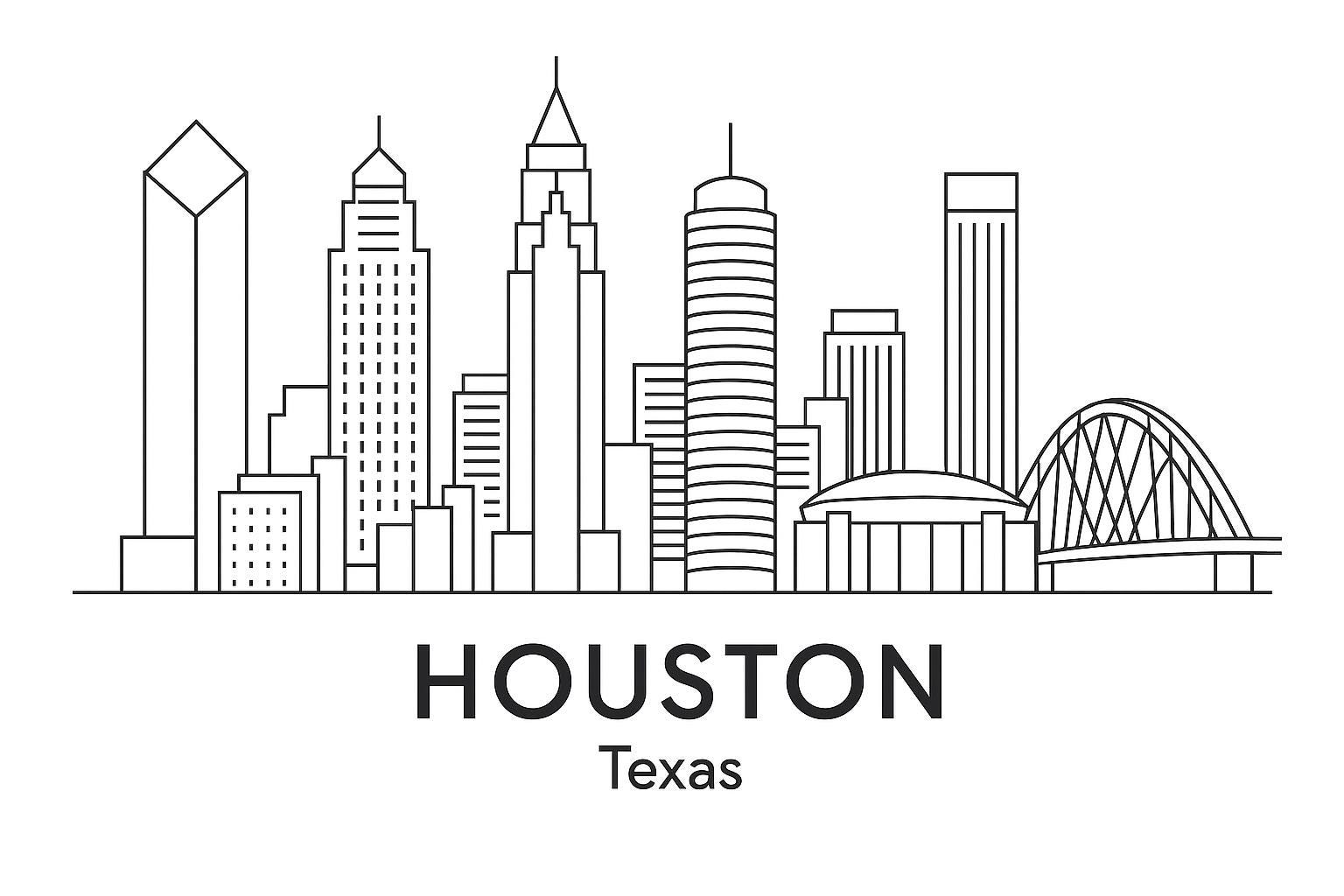 Houston Skyline Printable Wall Art | Minimalist Line Drawing | Texas ...