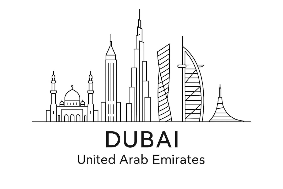 Dubai Skyline Printable Wall Art | UAE Line Drawing | Burj Khalifa ...