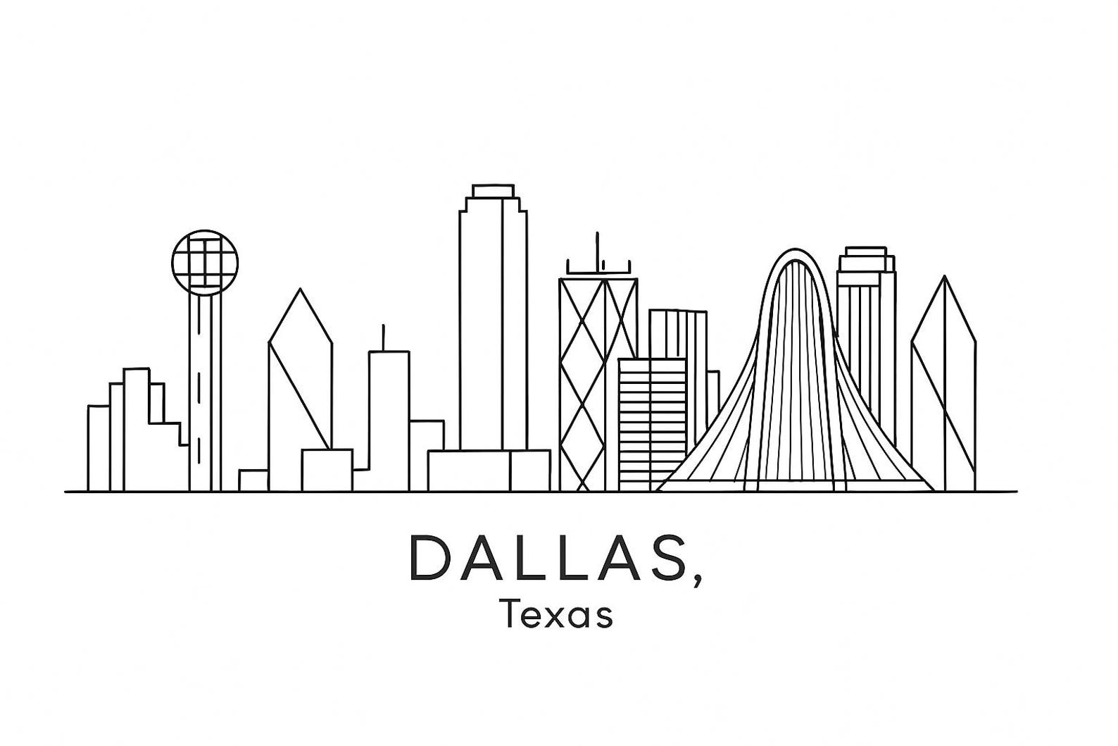Dallas Skyline Art Print | Minimalist Line Drawing (digital Download ...