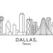 Dallas Skyline Art Print | Minimalist Line Drawing (digital Download ...