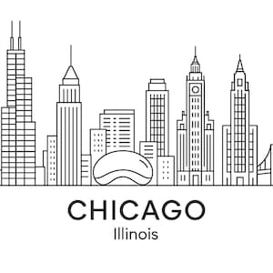Chicago Skyline Art Print | Minimalist Line Drawing (digital Download ...