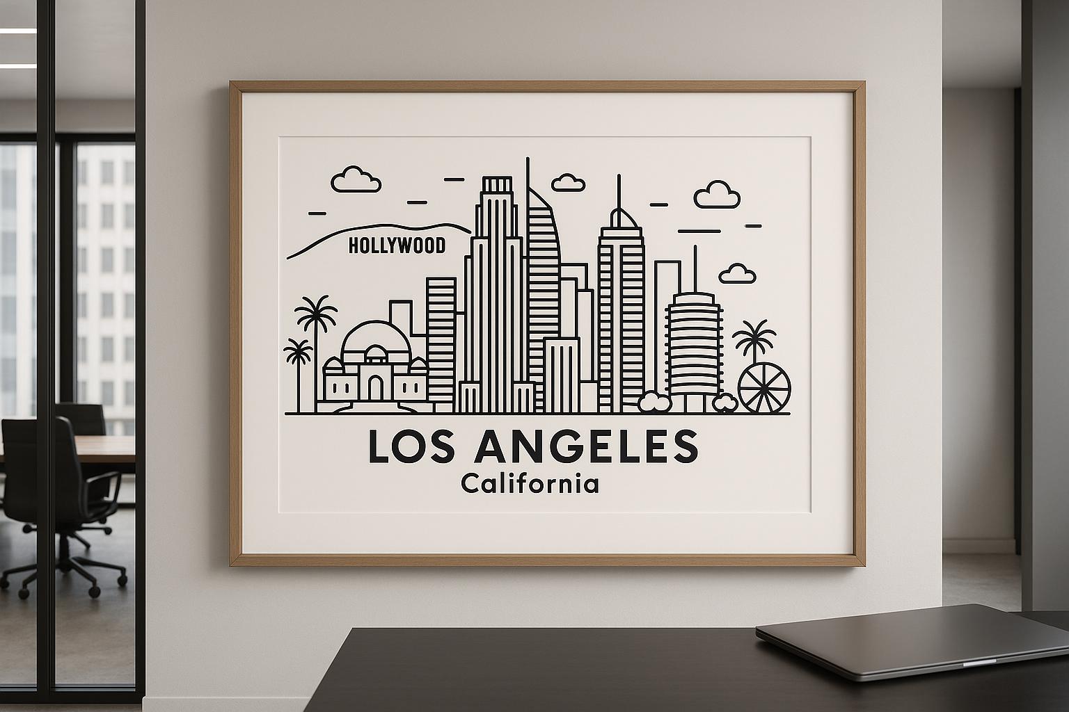 Los Angeles Skyline Printable Wall Art | Minimalist Line Drawing | LA ...