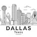 Dallas Skyline Art Print | Minimalist Line Drawing (digital Download ...