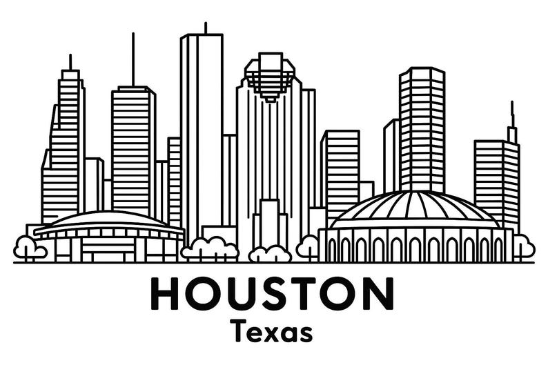 Houston Skyline Printable Wall Art | Minimalist Line Drawing | Texas ...