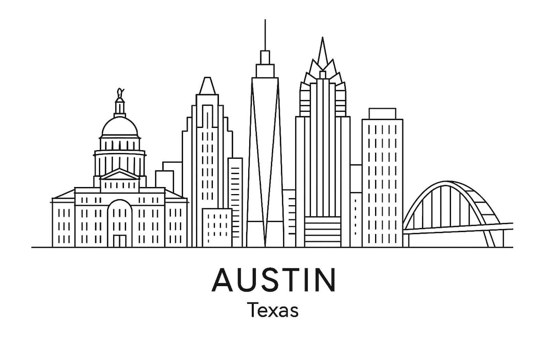 Austin Skyline Art Print | Minimalist Line Drawing (digital Download ...