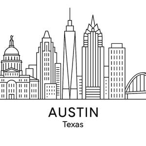 Austin Skyline Art Print | Minimalist Line Drawing (digital Download ...