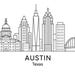 Austin Skyline Art Print | Minimalist Line Drawing (digital Download ...