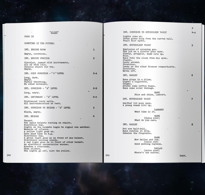 Alien Script Signed, Autograph Reprints, Screenplay, Sigourney Weaver ...