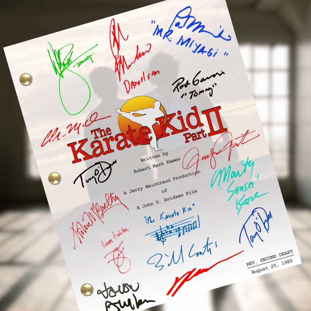 The Karate Kid Part II Movie Script Autograph Cast Signed Reprints - 91 ...