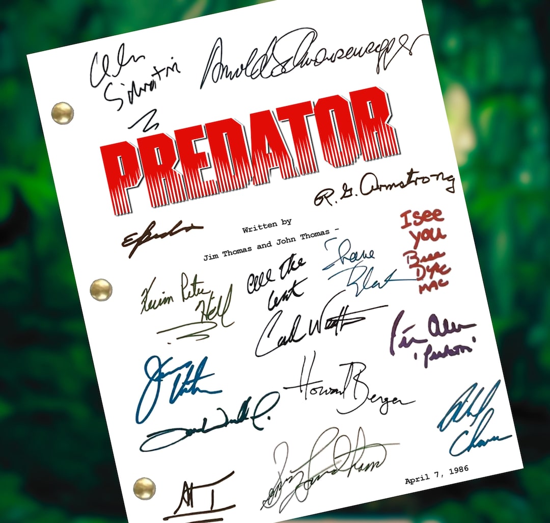 Predator Movie Script Cast Signed Autographed Reprints Full Script ...