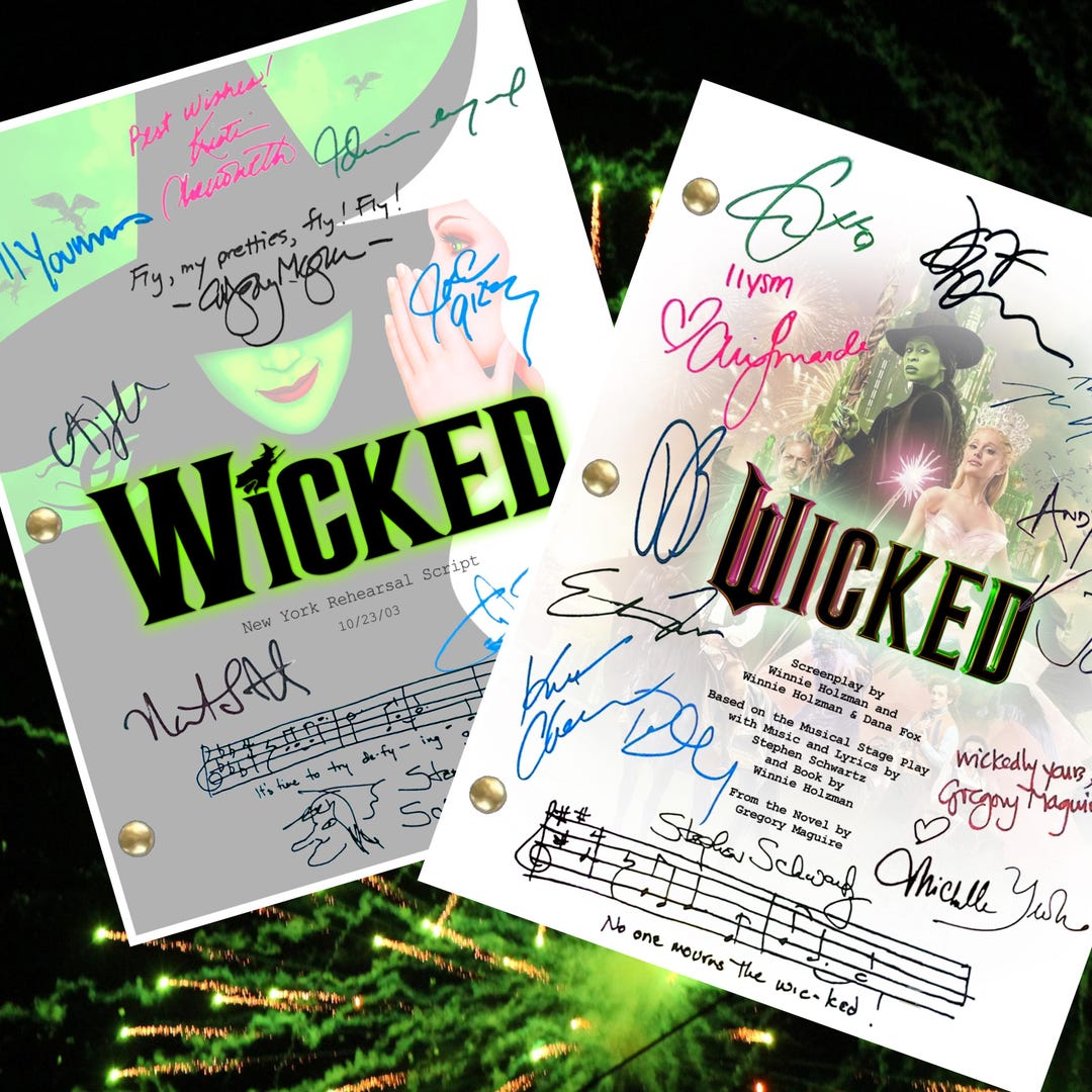 Wicked Musical & Wicked Movie Scripts Autograph Signed Reprints - Etsy